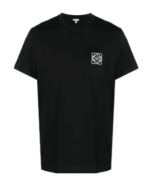 Loewe Logo Embroidered Crewneck T-shirt - Black
