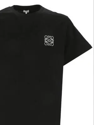 Loewe Logo Embroidered Crewneck T-shirt - Black