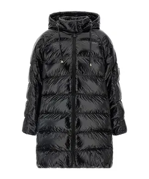 Pinko Zip-up Hooded Quilted Coat - Black