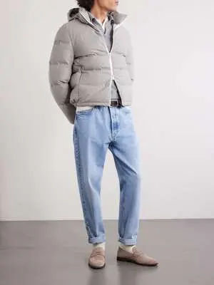 Brunello Cucinelli Quilted Herringbone Cashmere And Silk-blend Hooded Down Jacket