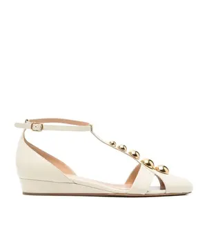 Chloé Cleia T-strap Flat Sandals - Nude