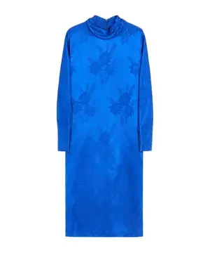 Valentino Garavani Midi Dress In Shiny-matte Flowerism Sunflowers Jacquard - Blue