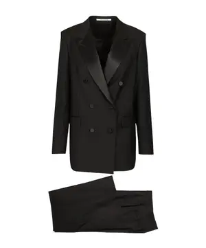 Tagliatore Double-breasted Suit With Peak Lapels - Black