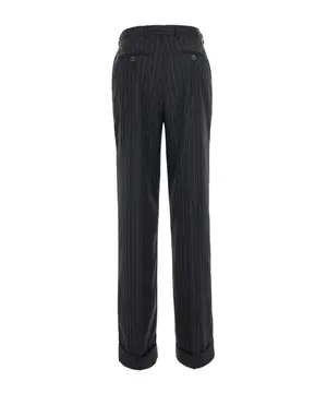SEMICOUTURE Lola Pinstriped Wool Blend Pants