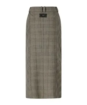 Pinko Plaid Maxi Skirt With Front Slit - No