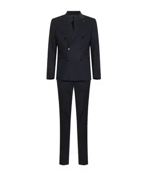 LARDINI Double-breasted Blazer And Trousers Set - Black