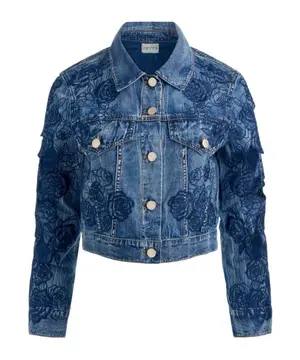 ALICEOLIVIA Chloe Laser-cut Denim Jacket - Blue