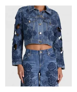ALICEOLIVIA Chloe Laser-cut Denim Jacket