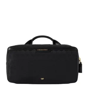 ANYA HINDMARCH Leather-trimmed Jacquard Case - Black