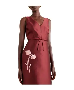 Erdem Bow-detailed Embroidered Mikado Gown