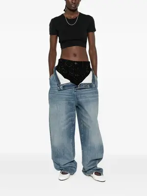 Attico High-rise Embellished Wide-leg Jeans