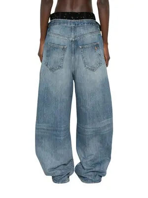 Attico High-rise Embellished Wide-leg Jeans