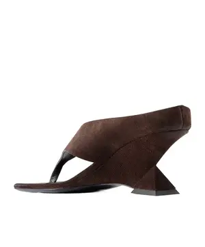 Attico Suede Wedge Thong Sandals