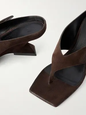 Attico Suede Wedge Thong Sandals