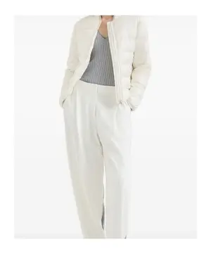 Brunello Cucinelli V-neck Ribbed Cotton Sweater With Logo Detail