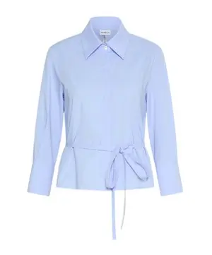 Marella Poplin Shirt With A Cut-out Back - Light Blue