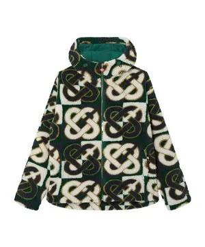Casablanca Green Navy Check Monogram Fleece Jacket