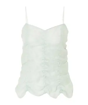 Khaite Ruched Lyocell And Silk-blend Tank - Lightgreen