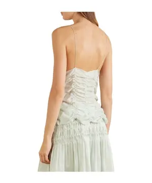 Khaite Ruched Lyocell And Silk-blend Tank - Lightgreen