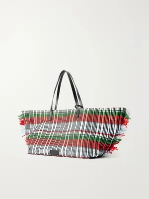 Staud Checked Fringed Tote - Multicolor