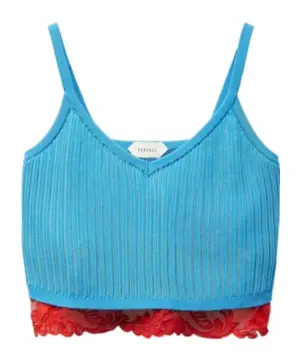 Versace Lace-trim Viscose-blend Ribbed Knit Tank Top