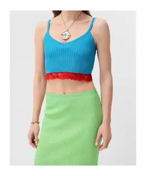 Versace Lace-trim Viscose-blend Ribbed Knit Tank Top
