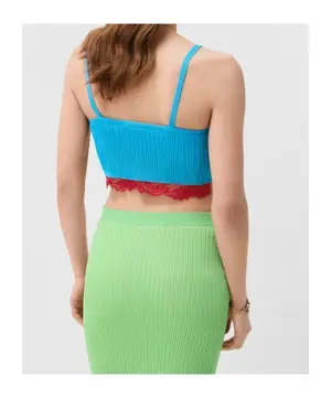 Versace Lace-trim Viscose-blend Ribbed Knit Tank Top
