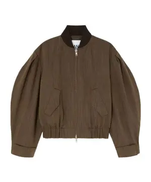 GANNI Long-sleeved Casual Jacket - Brown