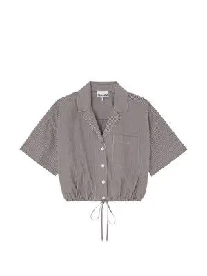 GANNI Collared Short-sleeved Shirt - Gray