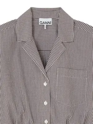 GANNI Collared Short-sleeved Shirt - Gray