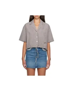GANNI Collared Short-sleeved Shirt - Gray