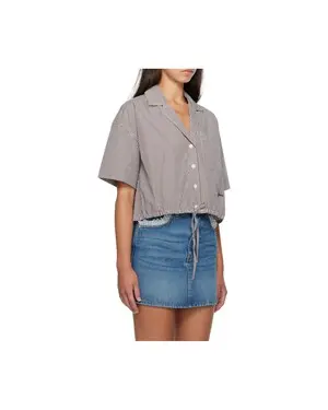 GANNI Collared Short-sleeved Shirt - Gray