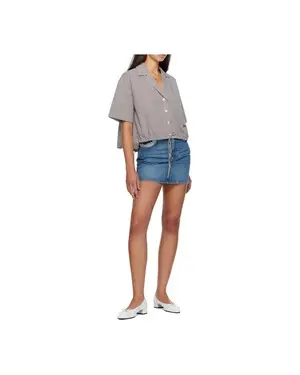 GANNI Collared Short-sleeved Shirt - Gray