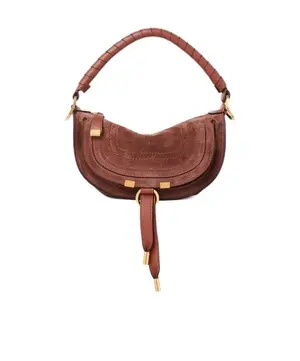 Chloé Mini Marcie Shoulder Bag In Suede Leather - Brown