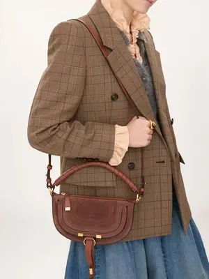 Chloé Mini Marcie Shoulder Bag In Suede Leather
