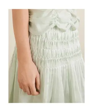 Khaite Ruched Lyocell And Silk-blend Skirt - Lime Green