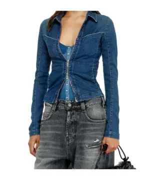 DIESEL® Denim Full-zip Shirt