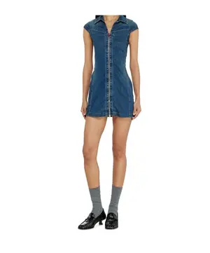 DIESEL® Zip-up Denim Mini Dress