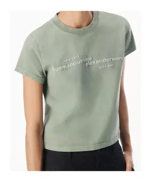 Alexander Wang Cropped Logo T-shirt - Washed Sage