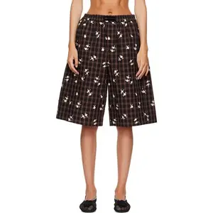 GANNI Printed Check Shorts - Black