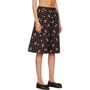 GANNI Printed Check Shorts - Black