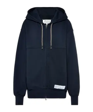 MAISON MARGIELA Washed Cotton Zip-up Hooded Sweatshirt With Graphic Detail