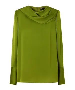 TOM FORD Draped Silk-georgette Blouse - Green