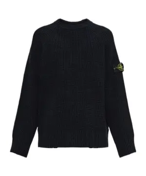 Stone Island Logo Patch Crewneck Jumper - Black