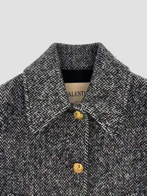 Valentino Garavani Chevron Cropped Peacoat - Black
