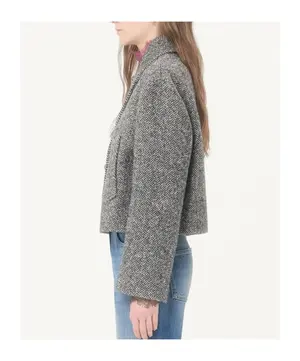 Valentino Garavani Chevron Cropped Peacoat - Black
