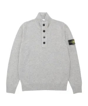 Stone Island Regular Fit Half-zip Sweater With Button Fastening - Grey