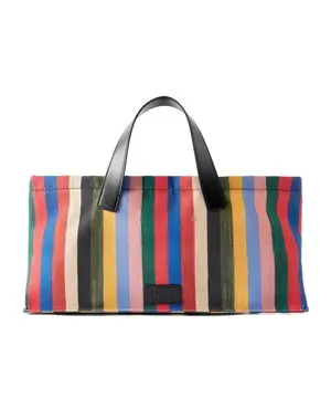 Staud Leather-trimmed Striped Canvas Tote - Multicolor