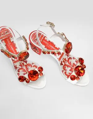 Dolce & Gabbana Patent Leather Sandals With Stone Embroidery