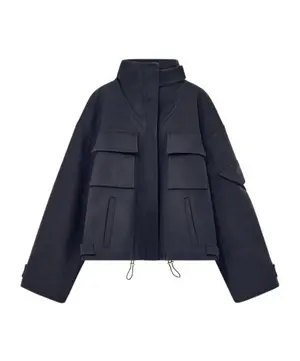 Giorgio Armani Double Cashmere Blouson Coat With Stand-up Collar